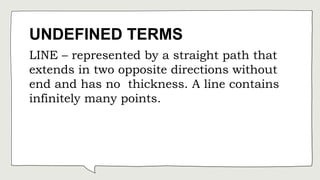 THE MATHEMATICAL SYSTEM (POINTS, LINES, AND PLANES) | PPTX