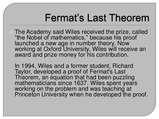 Fermats Last Theorem Equation