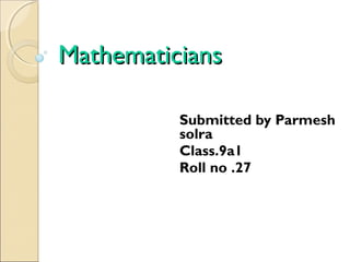history of Mathematicians | PPT