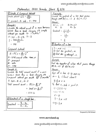 IGCSE Formula Sheet
