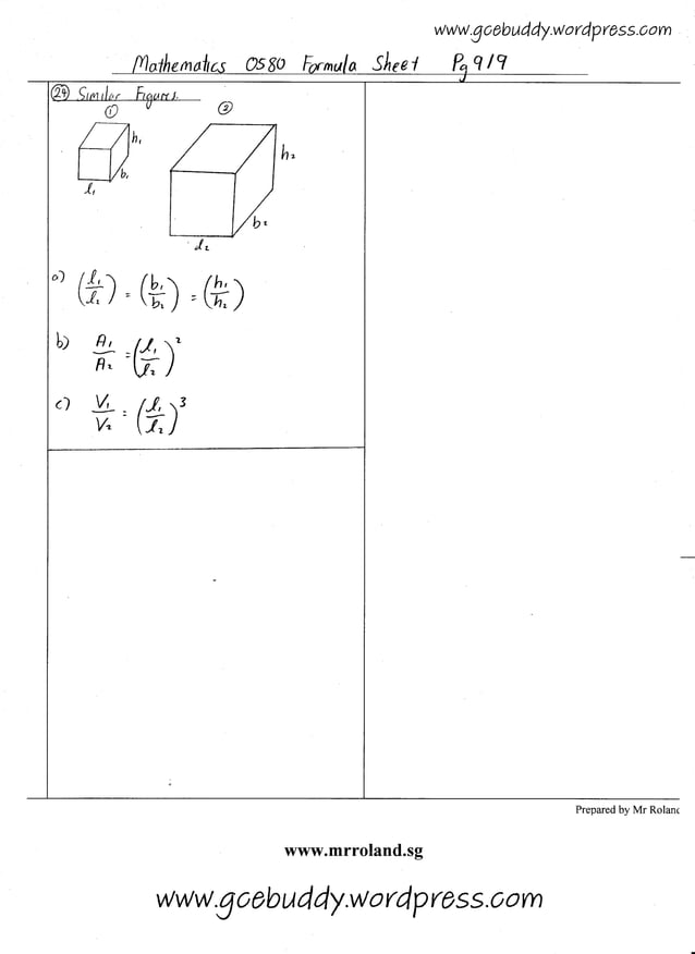 Igcse Formula Sheet Pdf