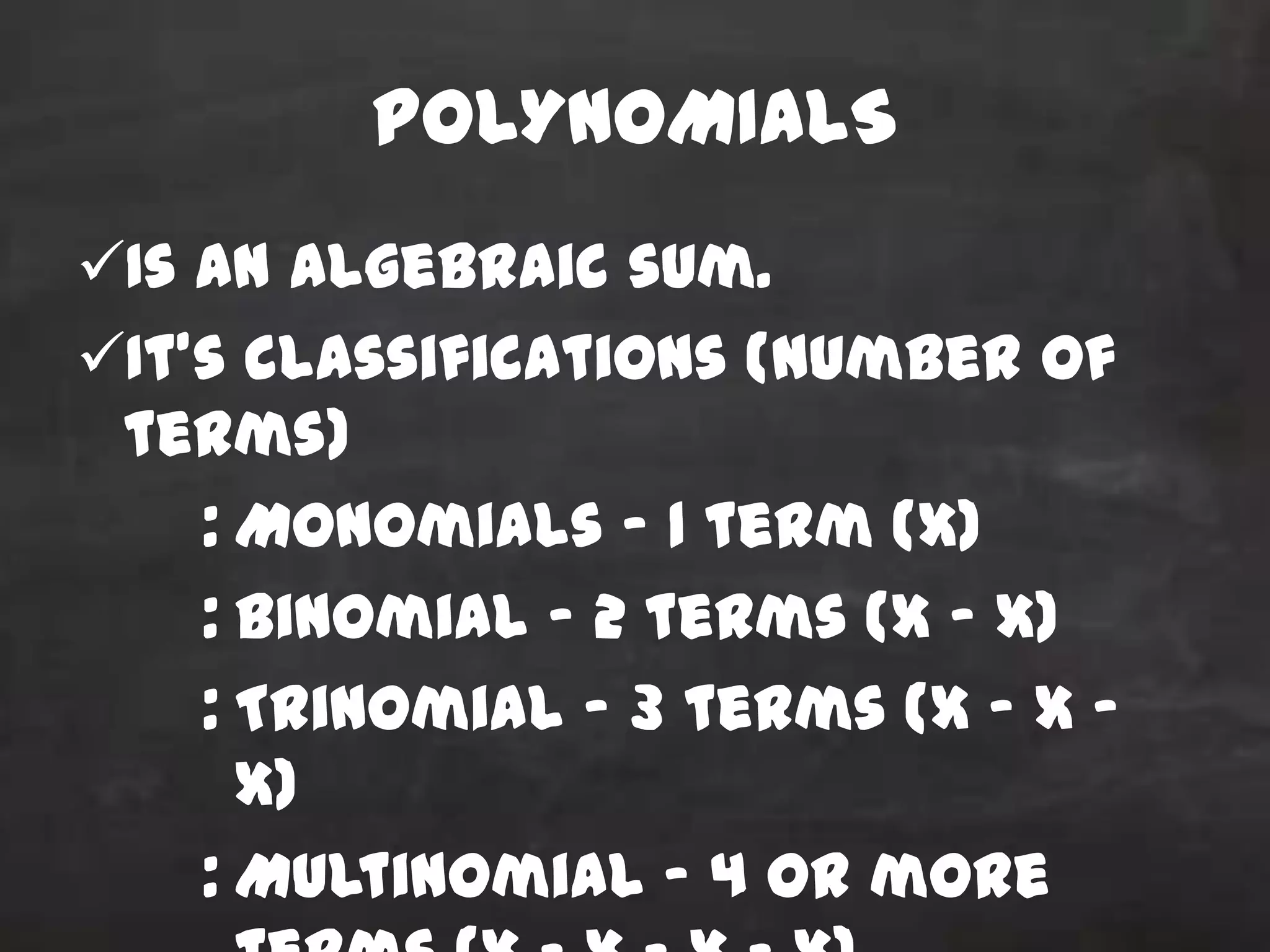 Mathematics: ALGEBRAIC EXPRESSIONS AND POLYNOMIALS | PPTX