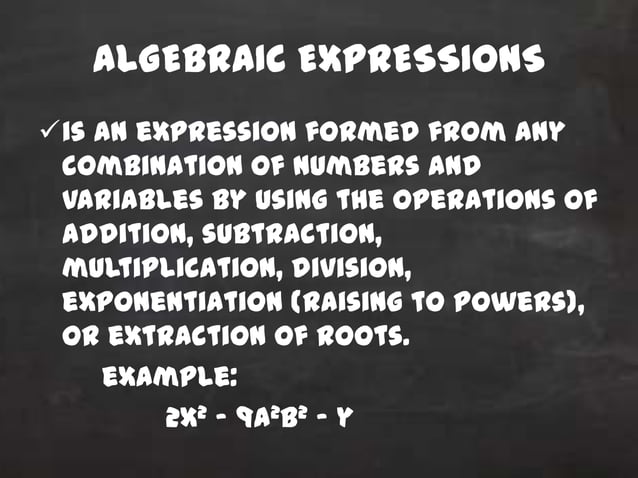Mathematics: ALGEBRAIC EXPRESSIONS AND POLYNOMIALS | PPTX | Computing | Technology & Computing