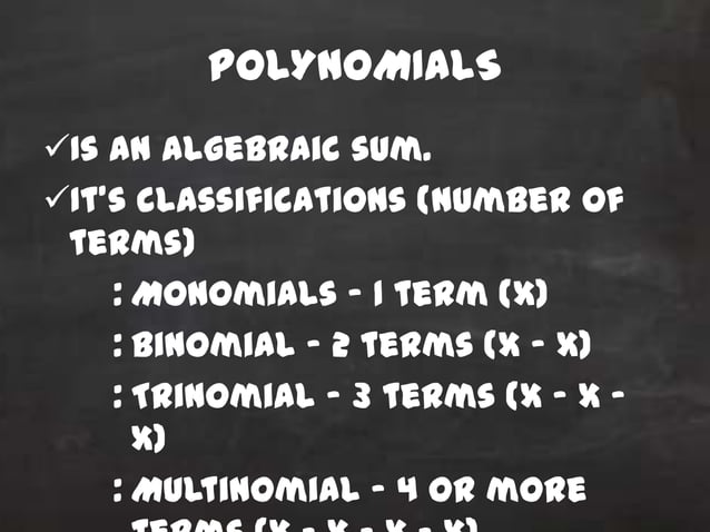 Mathematics: ALGEBRAIC EXPRESSIONS AND POLYNOMIALS | PPTX | Computing | Technology & Computing