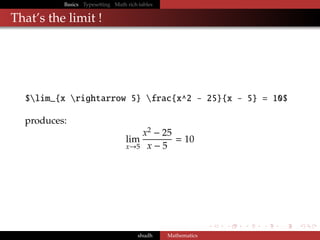 The LaTeX Workshop: Typesetting Mathematics with LaTeX | PDF
