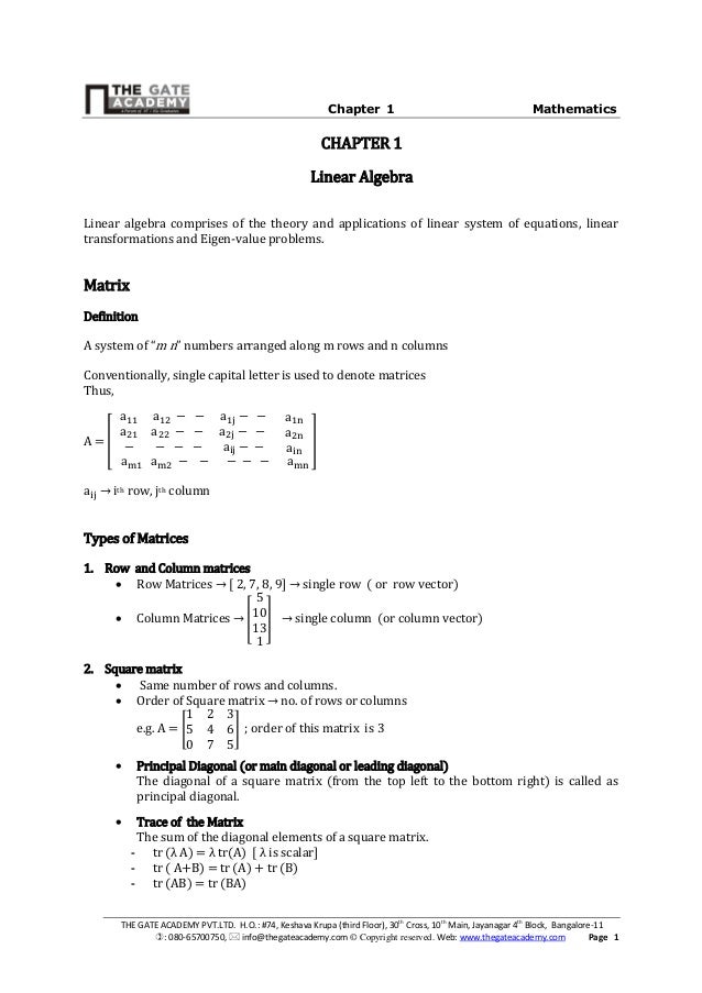 Instrumentation Engineering : Mathematics, THE GATE ACADEMY