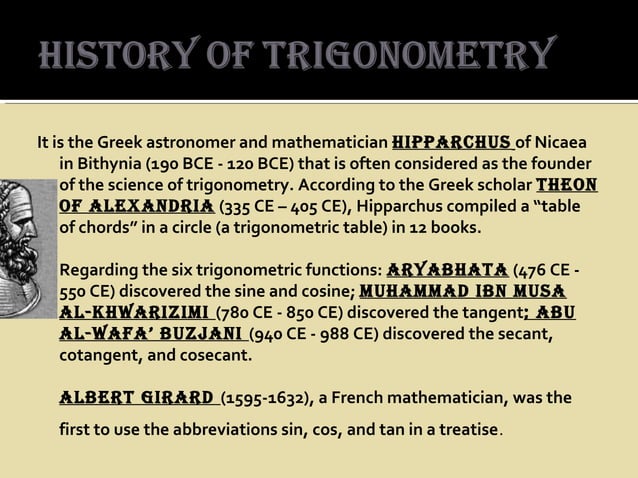 Mathematics ppt on trigonometry | PPT | Physics | Science
