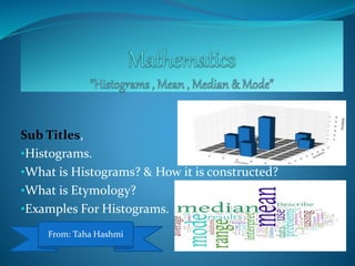 Histograms & Mean Median Mode | PPTX