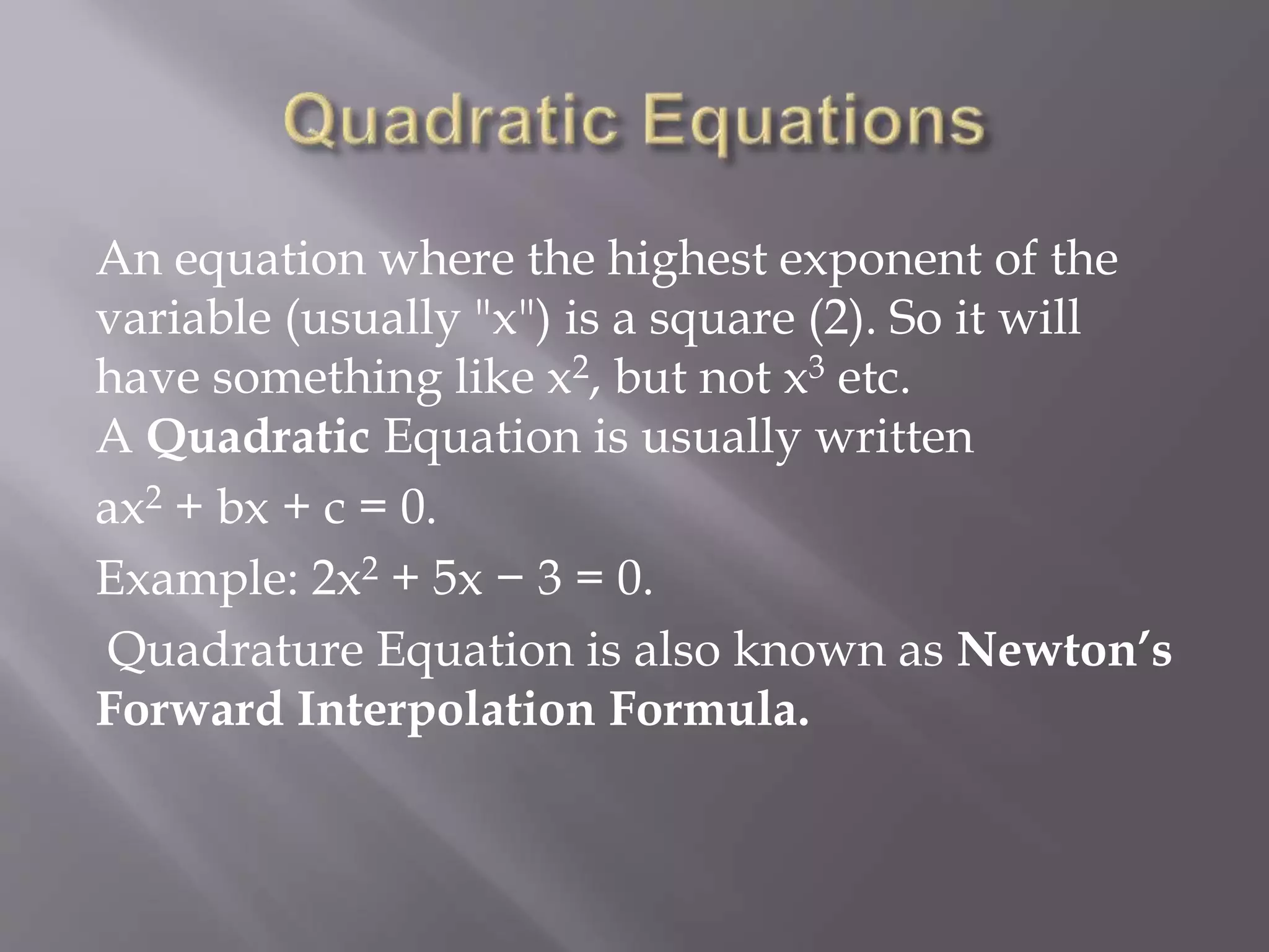 General Quadrature Equation | PPTX
