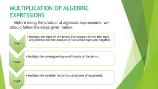 Multiplication of algebraic expressions | PPSX