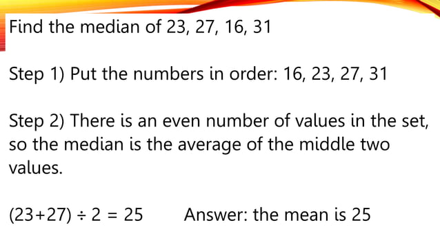 Mean, Median, Mode and Range Central Tendency.pptx