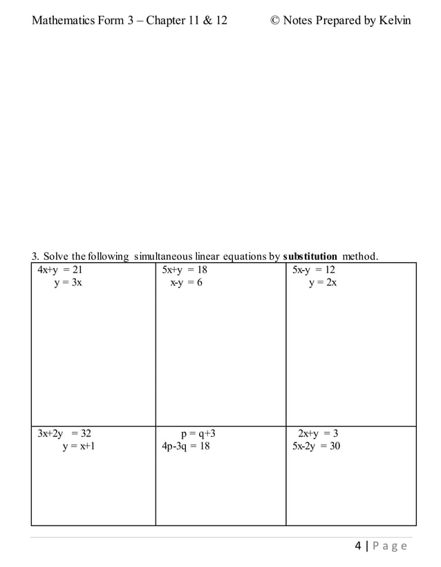 Mathematics form 3-chapter 11 & 12 Linear Equation + Linear ...