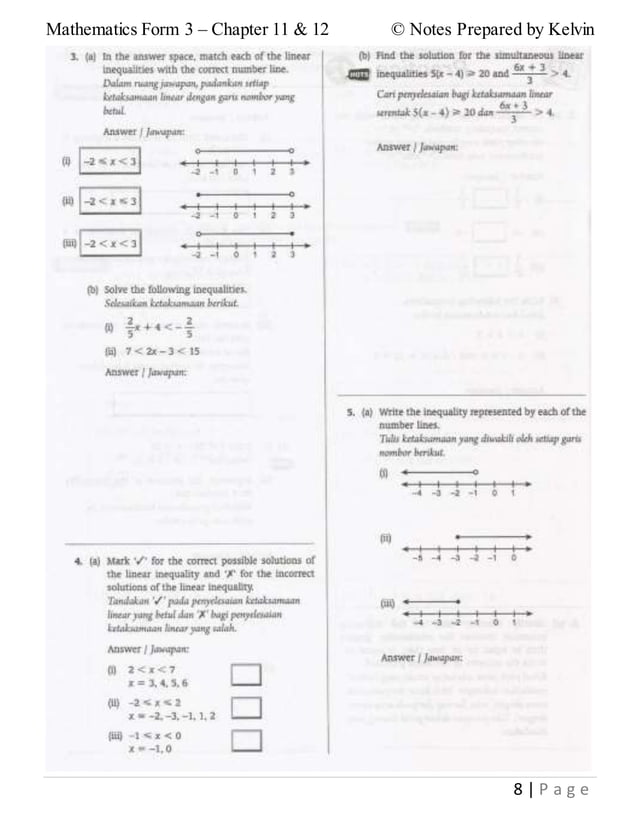 Mathematics form 3-chapter 11 & 12 Linear Equation + Linear ...
