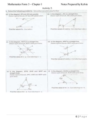 Mathematics Form 1-Chapter 8 lines and angles KBSM of form 3 chp 1 | DOCX