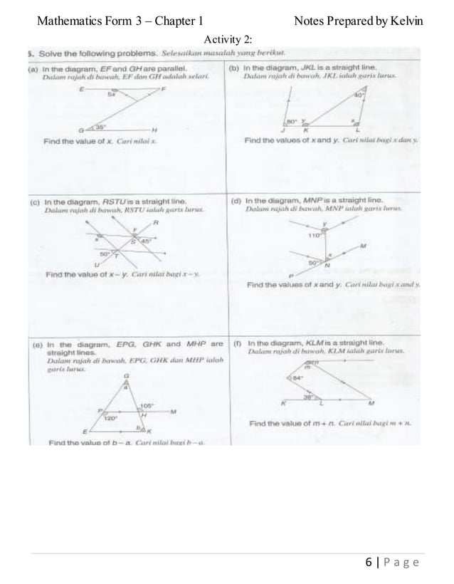 Mathematics Form 1-Chapter 8 lines and angles KBSM of form 3 chp 1 ...