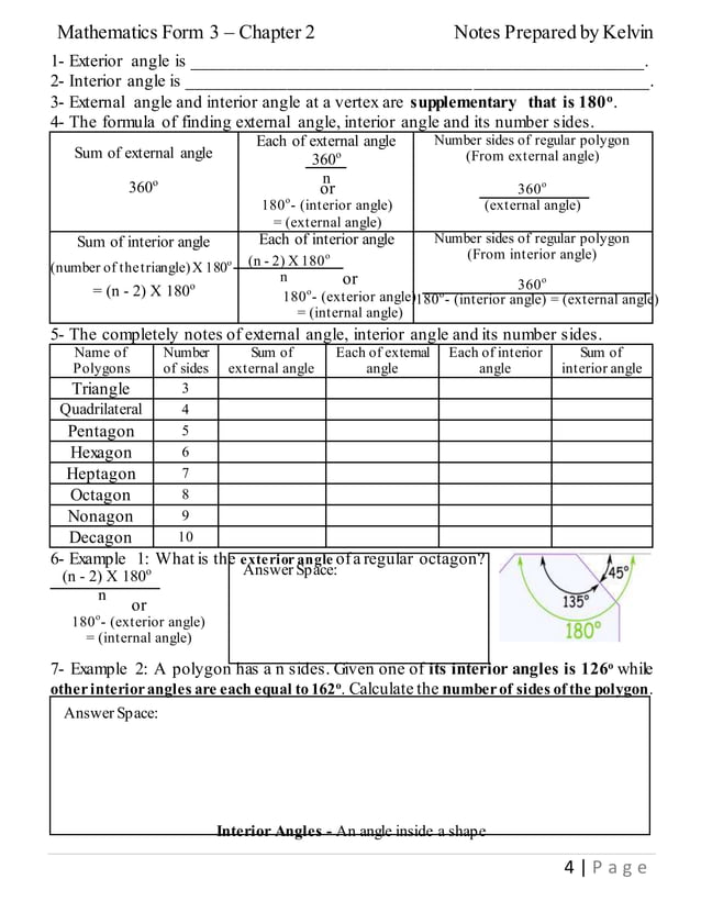 Mathematics Form 1-Chapter 9 polygons KBSM of form 3 chp 2 | DOCX ...