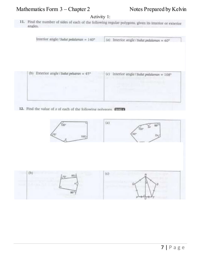 Mathematics Form 1-Chapter 9 polygons KBSM of form 3 chp 2 | DOCX | Geography | Science