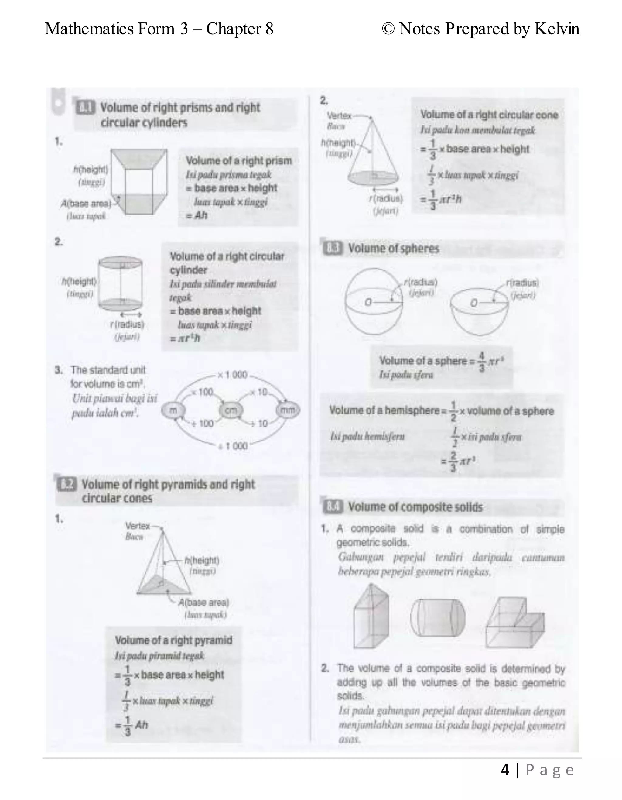 Mathematics form 3-chapter 8 Solid Geometry III © By Kelvin | DOCX