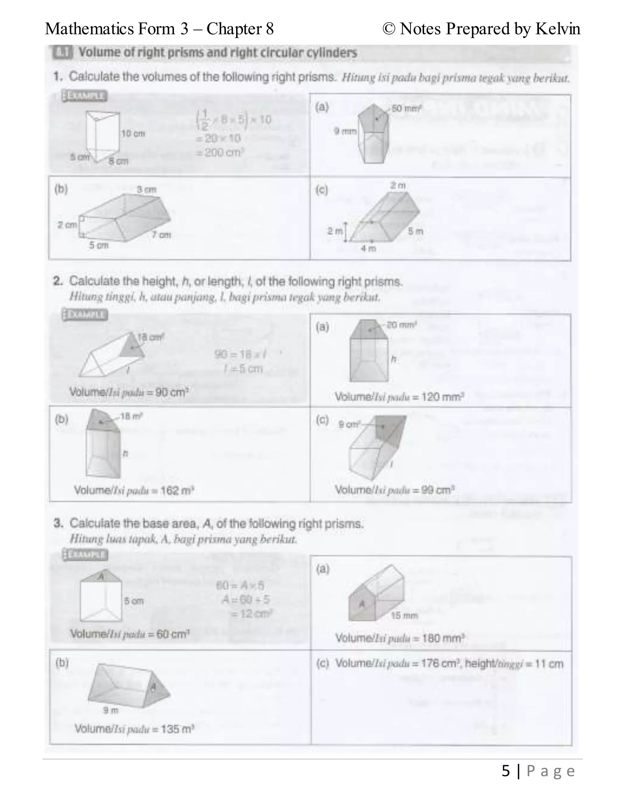 Mathematics form 3-chapter 8 Solid Geometry III © By Kelvin | DOCX