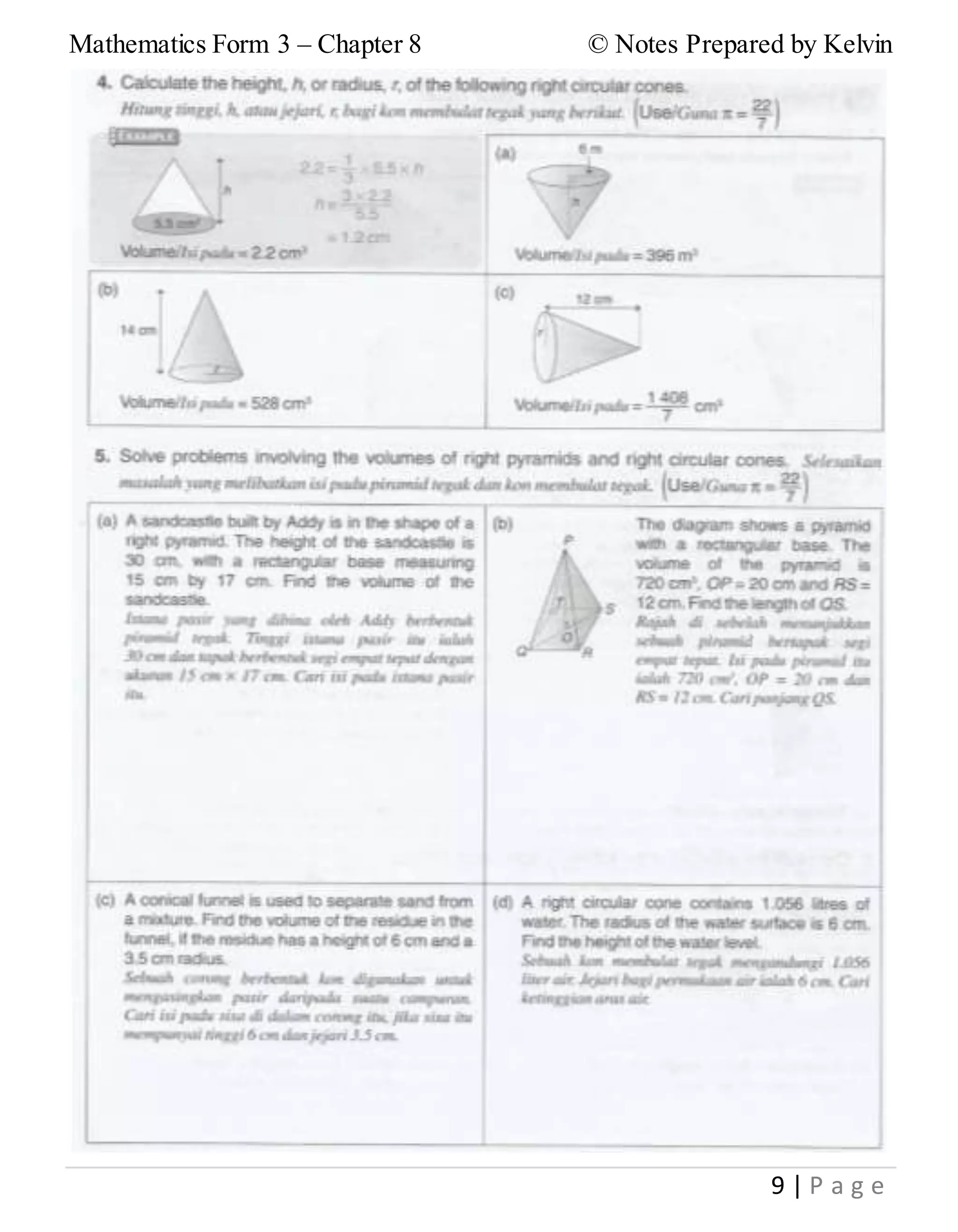 Mathematics form 3-chapter 8 Solid Geometry III © By Kelvin | DOCX