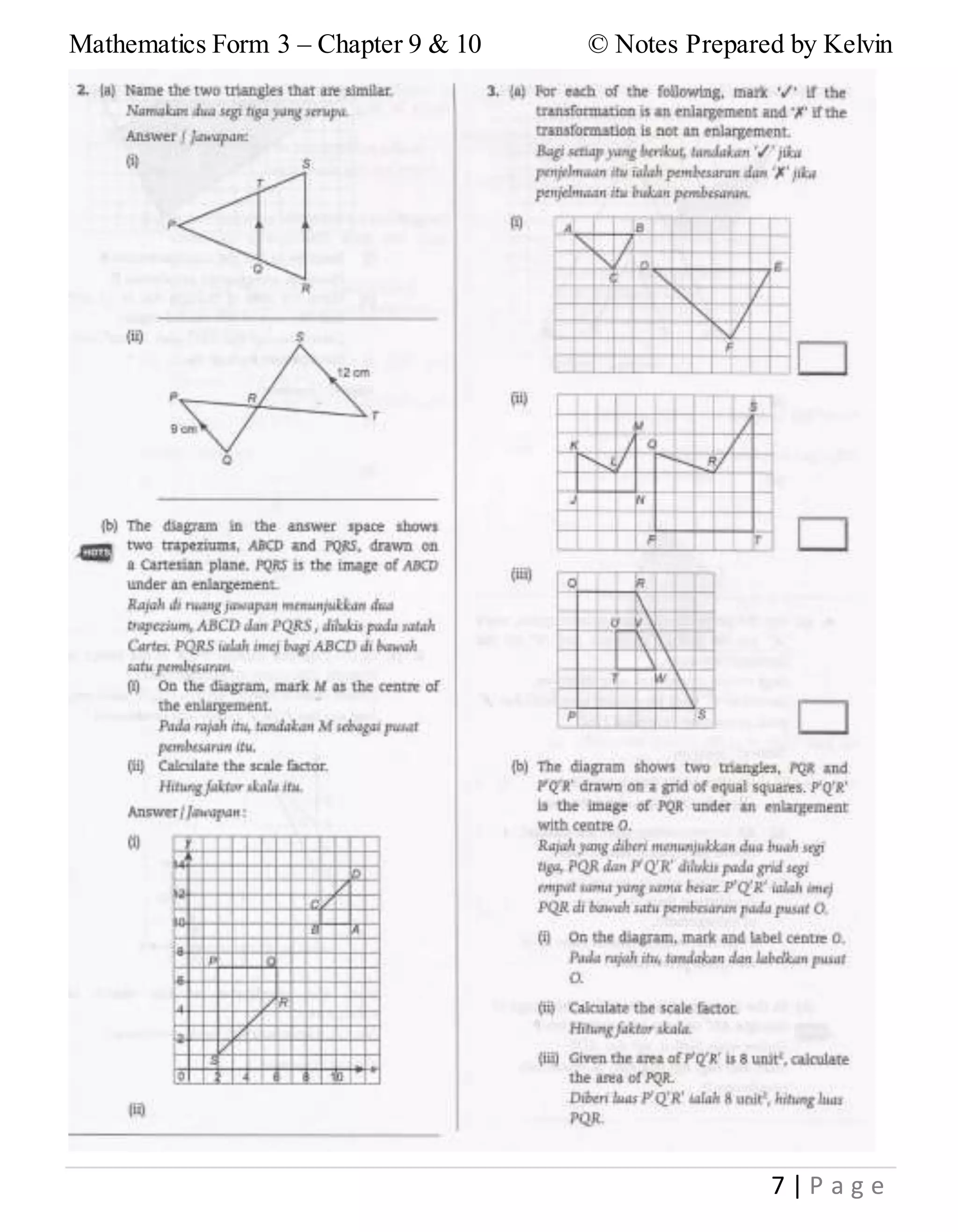 Mathematics form 3-chapter 9 & 10 Scale Drawing + Transformation II ...