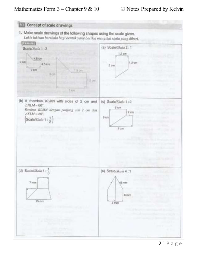 Mathematics form 3-chapter 9 & 10 Scale Drawing + Transformation II © By Kelvin | DOCX