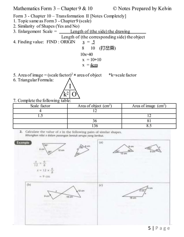 Mathematics form 3-chapter 9 & 10 Scale Drawing + Transformation II ...