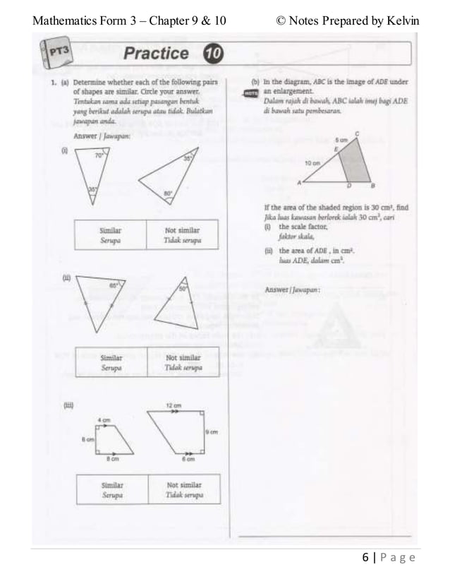 Mathematics form 3-chapter 9 & 10 Scale Drawing + Transformation II © By Kelvin | DOCX