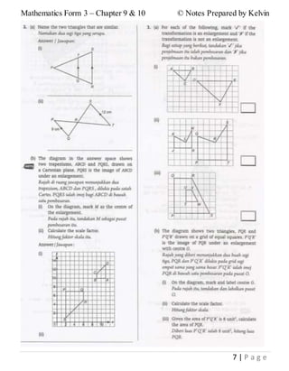 Mathematics form 3-chapter 9 & 10 Scale Drawing + Transformation II ...