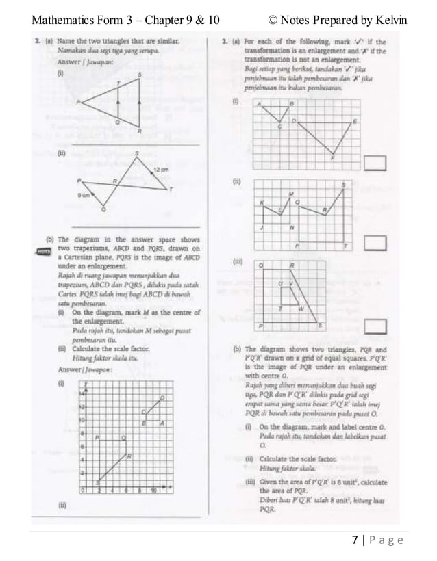 Mathematics form 3-chapter 9 & 10 Scale Drawing + Transformation II ...