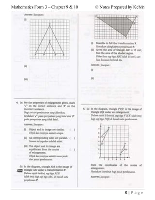 Mathematics form 3-chapter 9 & 10 Scale Drawing + Transformation II ...