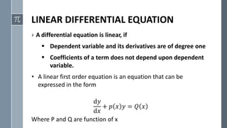 Differential Equation and Linear Differential Equation (Mathematics) | PPTX
