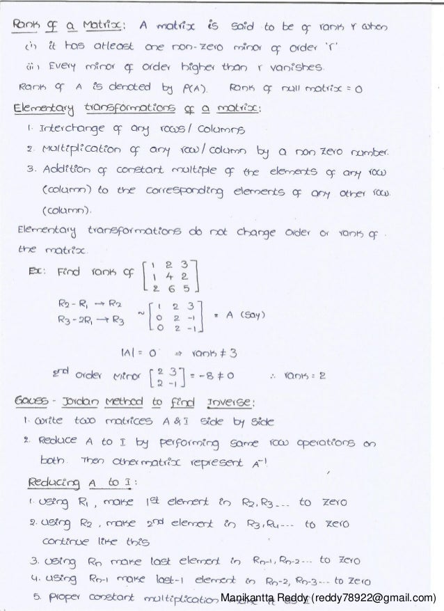Mathematics 1 handwritten classes notes (study materials) for IES PSU…