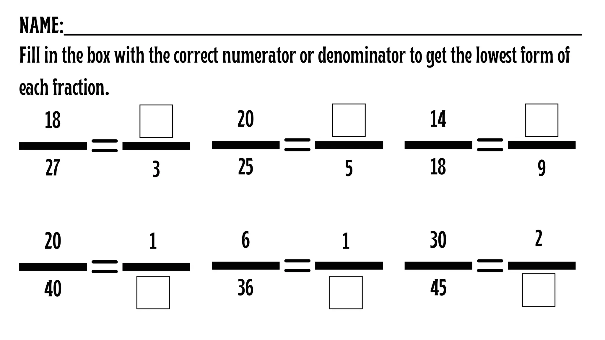 MATHEMATICS 4 - FRACTIONS - PART III - CHANGING FRACTIONS TO LOWEST ...