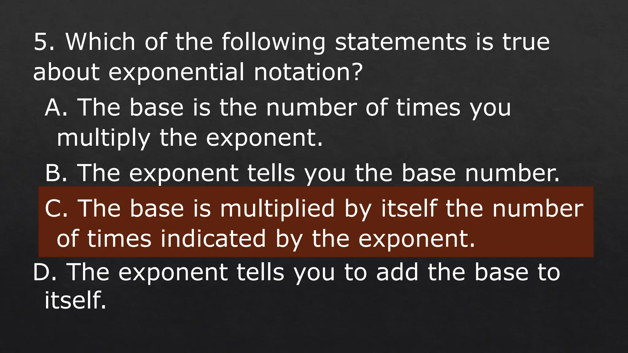 Mathematics 6 - Giving the value of an Exponential Notation | PPTX