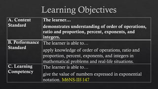 Mathematics 6 - Giving the value of an Exponential Notation | PPTX