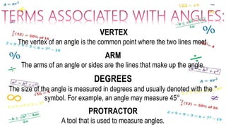 Mathematics 7: Angles (naming, types and how to measure them) | PPTX