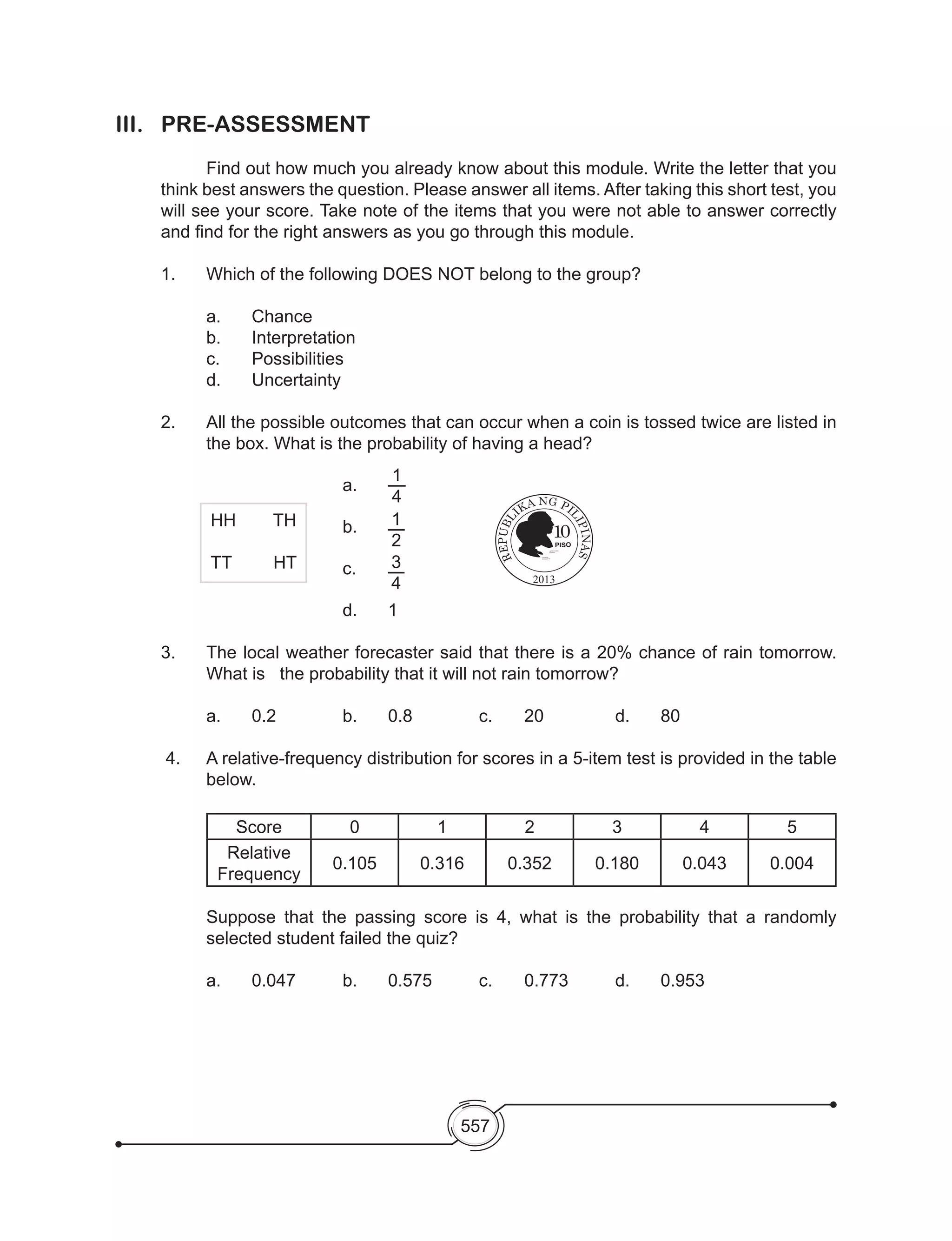 Mathematics 8 Basic Concepts of Probability | PDF