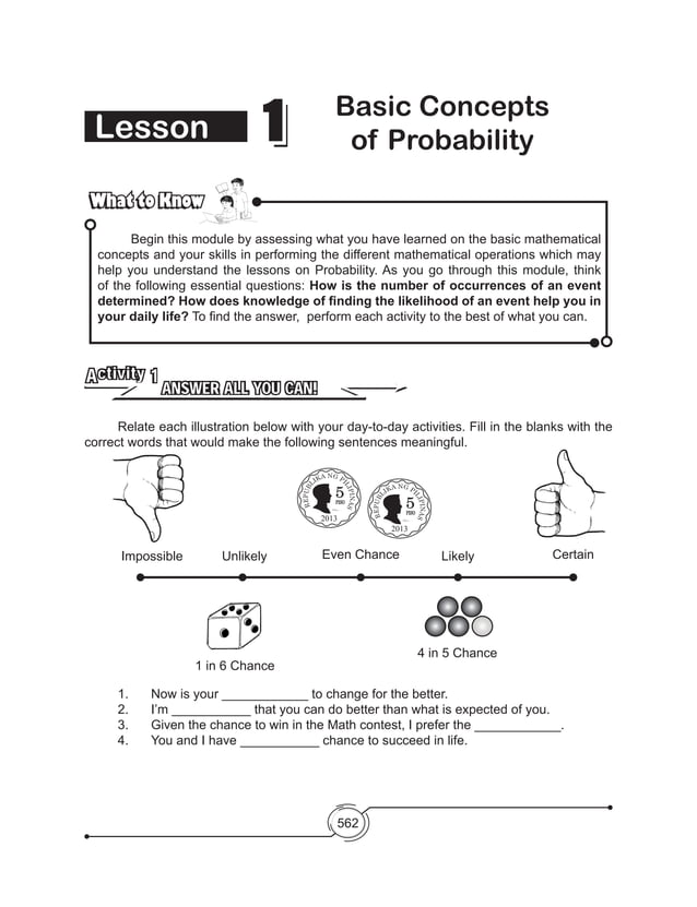 Mathematics 8 Basic Concepts of Probability | PDF