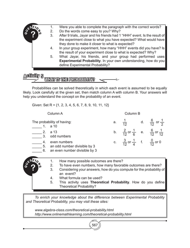 Mathematics 8 Basic Concepts of Probability | PDF