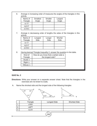 Mathematics 8 Triangle Inequality | PDF
