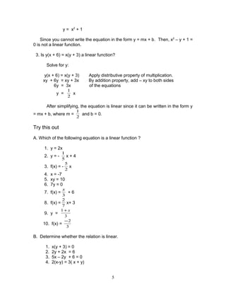 Mathematics 8 Linear Functions | DOC