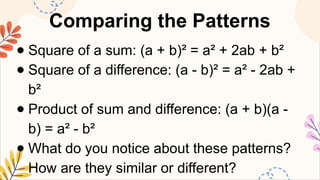 MATHEMATICS8 Q1 7. use special product patterns to multiply binomials.pptx