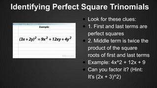 MATHEMATICS8 Q1 8. completely factor different types of polynomials ...