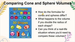 MATHEMATICS8 Q2 7. explore inductively the volumes of cones and spheres ...
