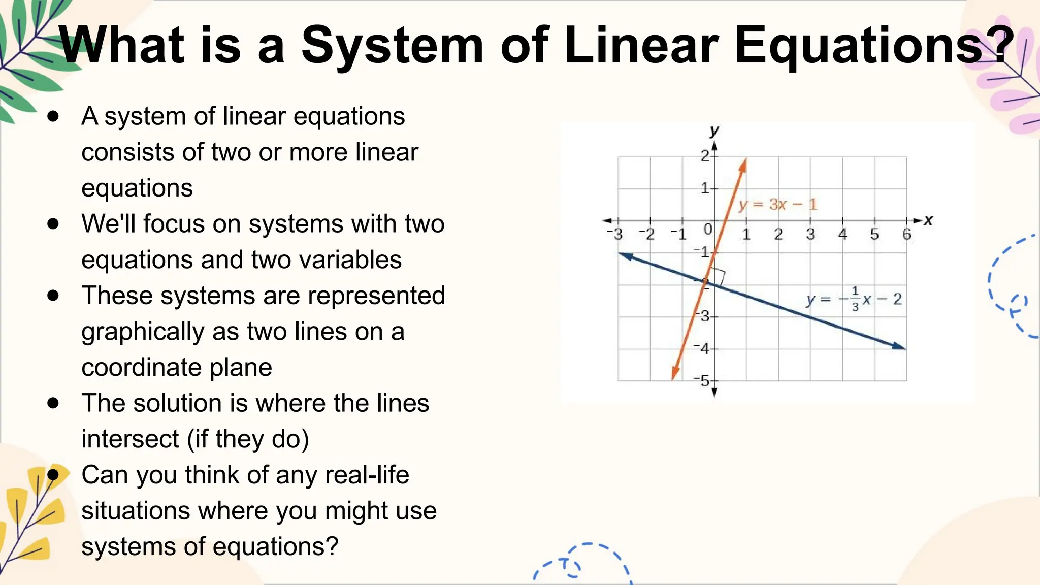 MATHEMATICS8 Q3 10. define and illustrate a system of linear equations ...