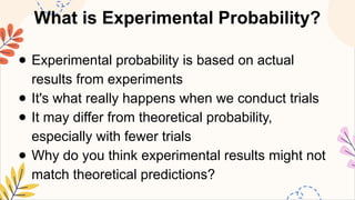 MATHEMATICS8 Q4 5. differentiate theoretical from experimental ...
