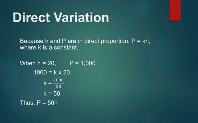 Mathematics 9 Lesson 4-A: Direct Variation
