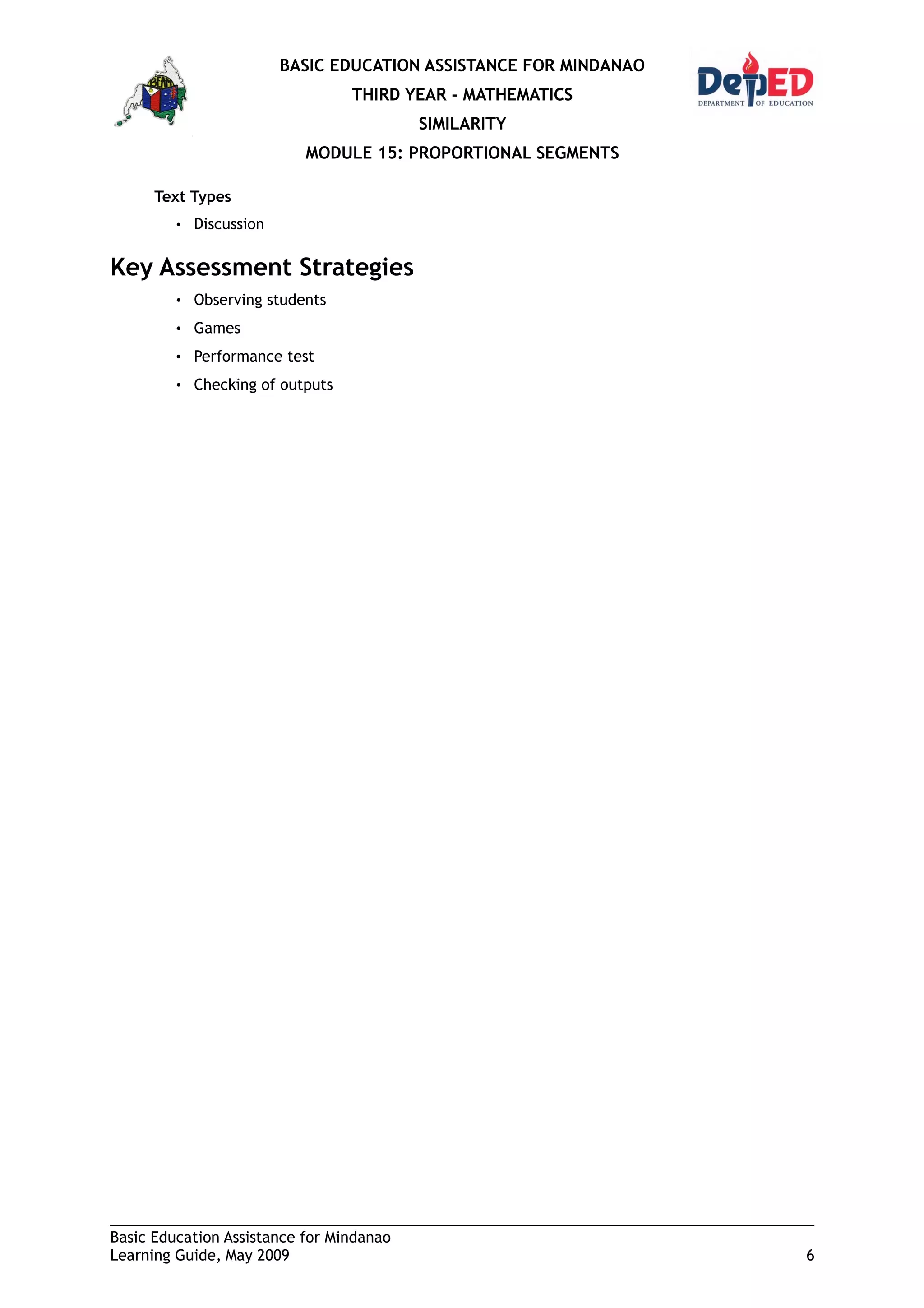 Mathematics 9 Proportional Segments | PDF