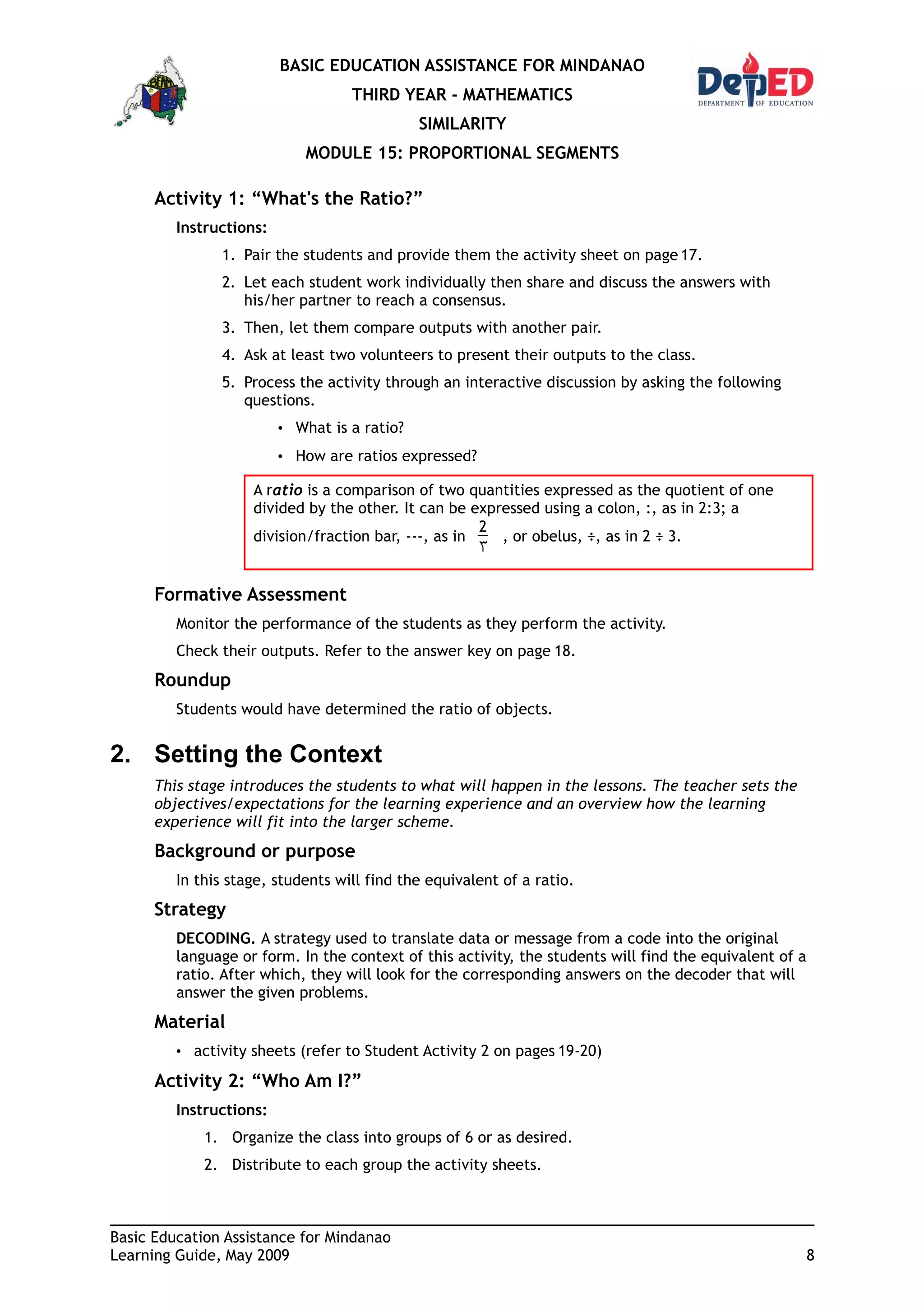 Mathematics 9 Proportional Segments | PDF